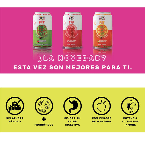 CAJA LATA BEBIDA SALUDABLE POP POMELO (12 unidades) – Ghali Kombucha